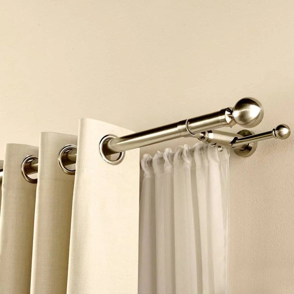 Speedy Dual Double Curtain Pole – Satin Silver